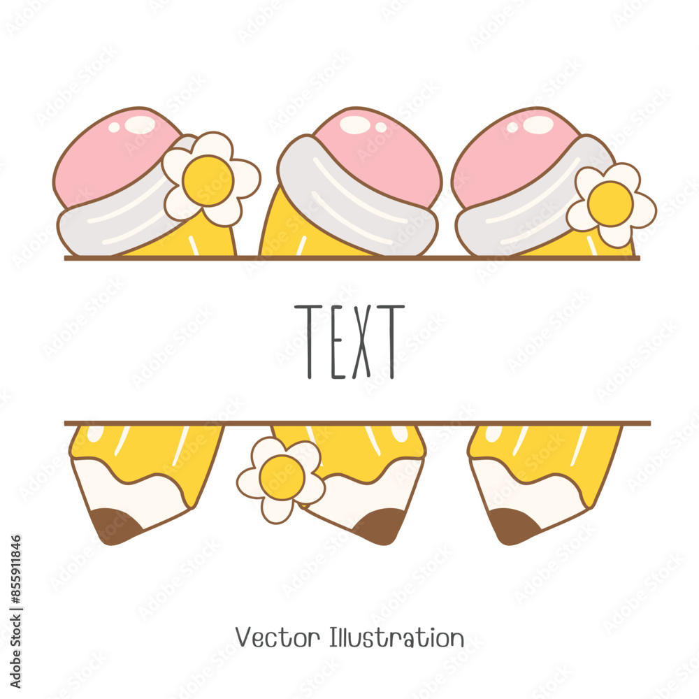 Cute Pencil, Back to school. Pencil Name Tag. Vector Illustration Stock ...