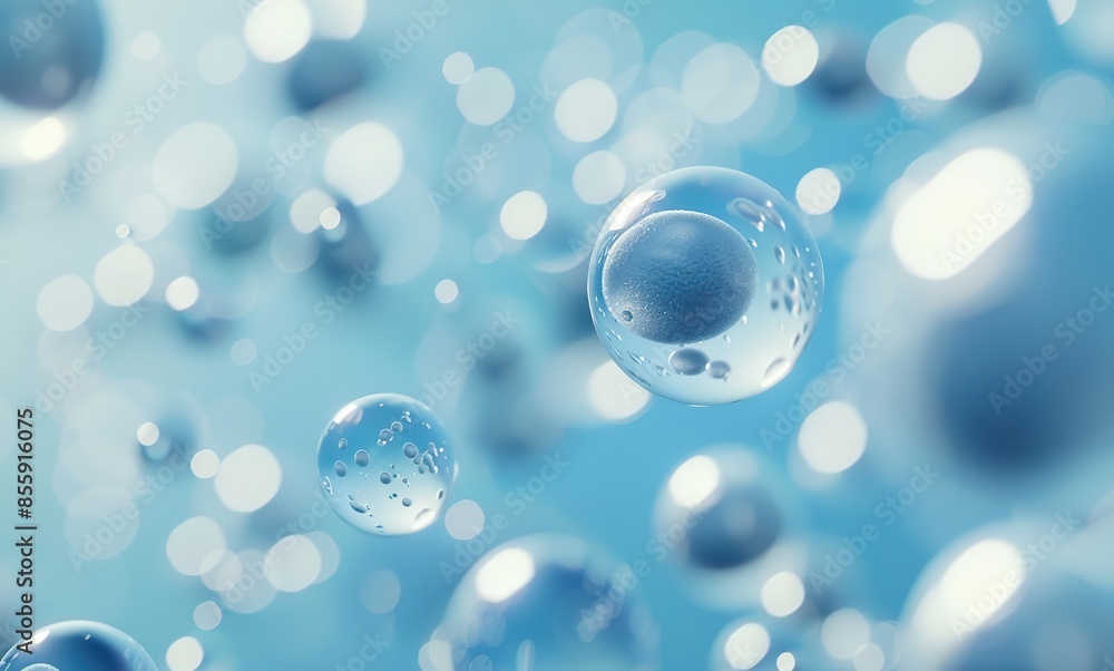 An Abstract and Calming Background with Floating Spheres and Soft Blue ...