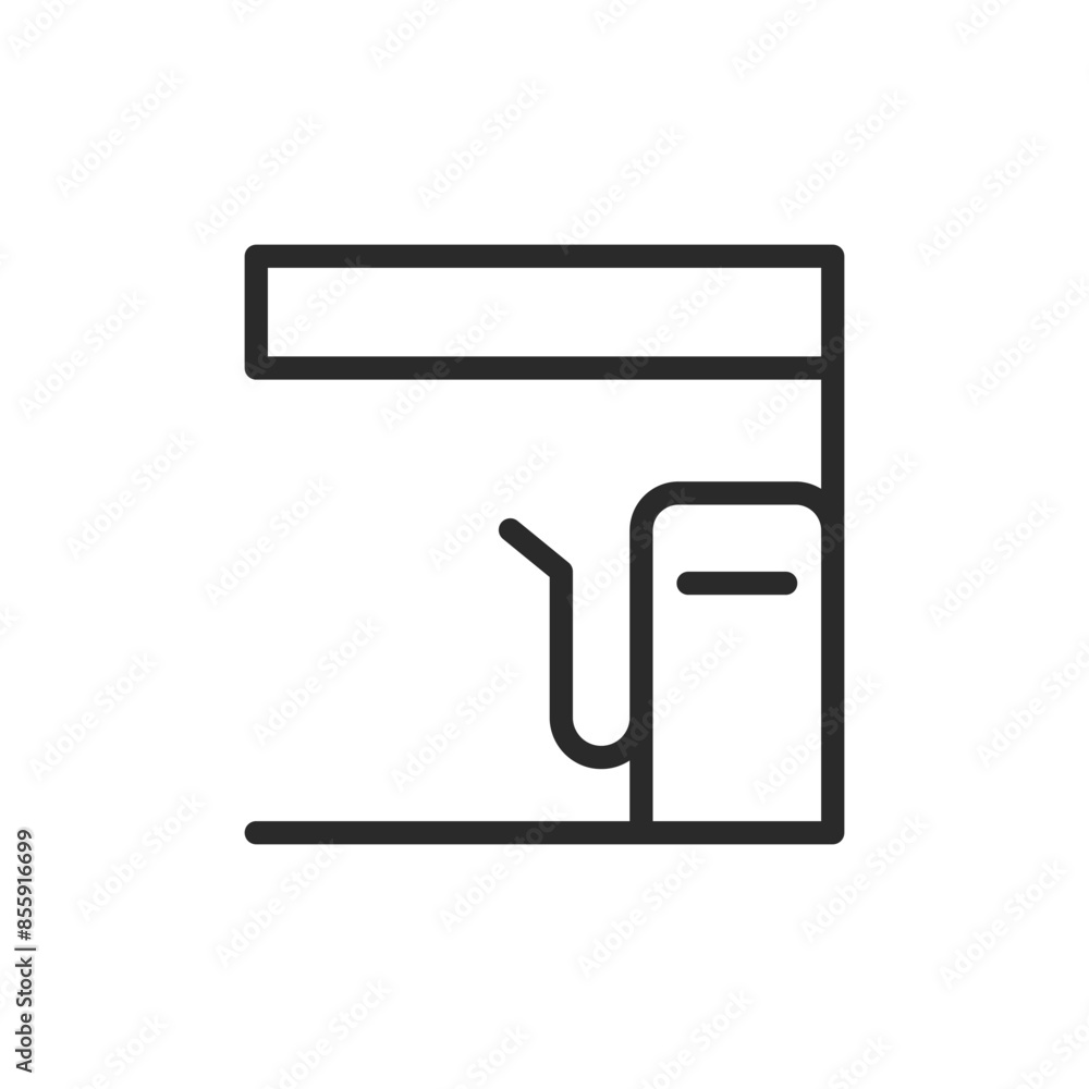 Gas station canopy, linear style icon. gas station with a canopy over ...