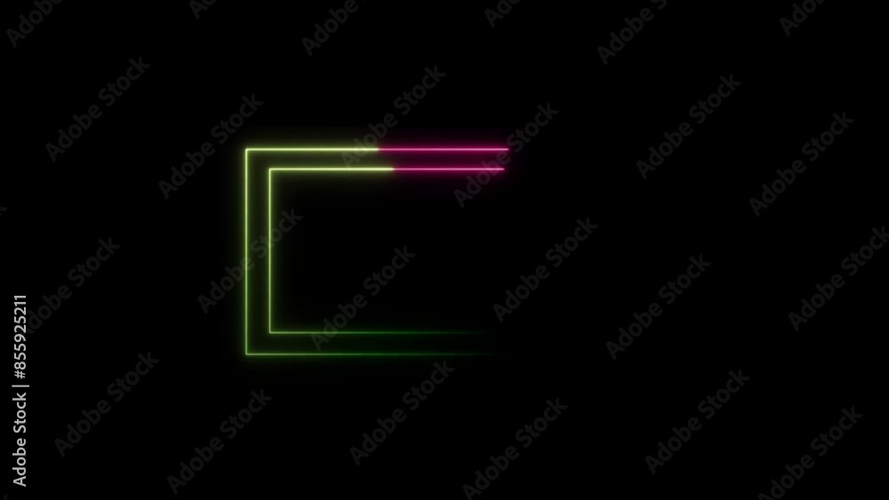 Lightning border frame on black background animation. neon border frame ...