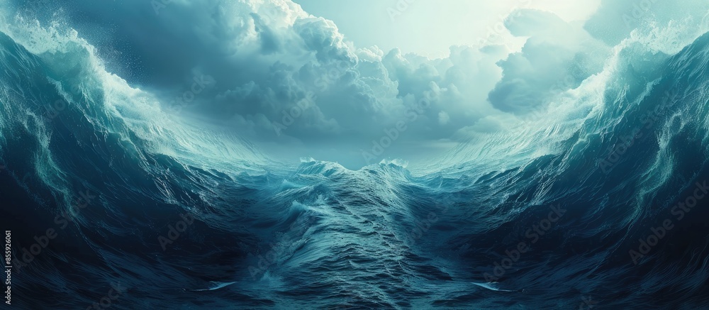 Sea opening up creating a land passage. Parting of the red sea ...