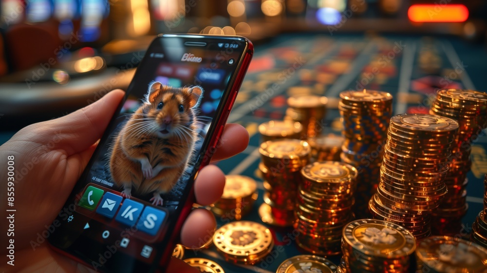 Hamster Kombat telegram bot on smartphone screen. Hamster Kombat is a ...