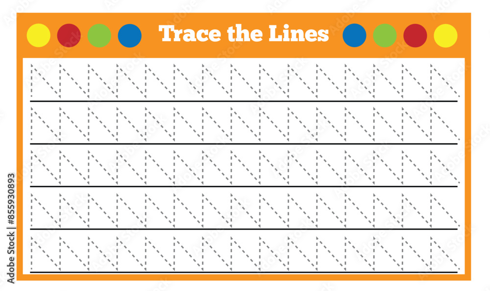 Vetor de Trace the Lines Handwriting Practice for Children. Exercise ...
