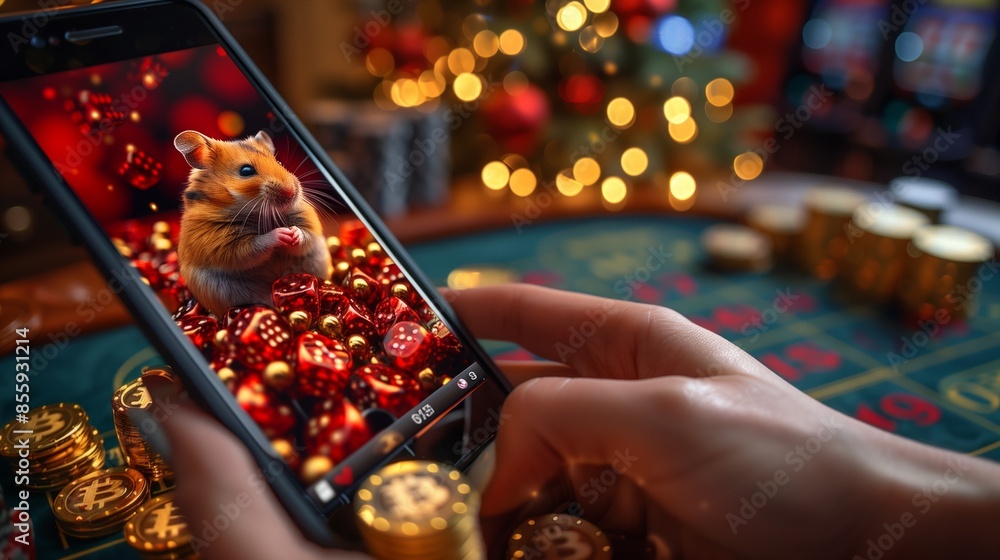 Hamster Kombat telegram bot on smartphone screen. Hamster Kombat is a ...