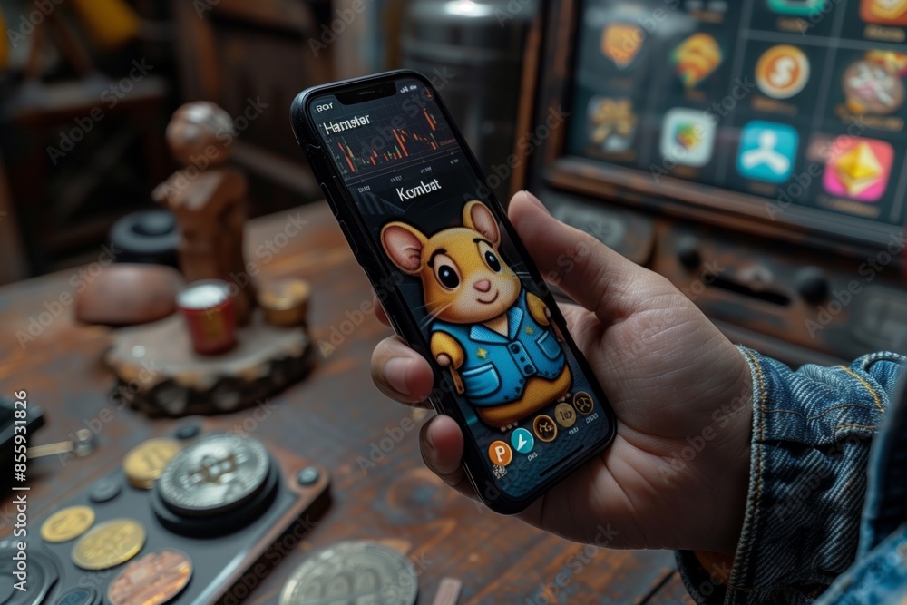Hamster Kombat telegram bot on smartphone screen. Hamster Kombat is a ...