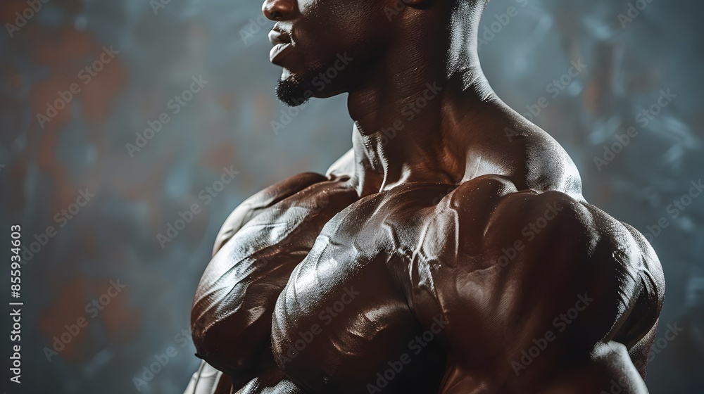 Powerful Muscular Bodybuilder with Broad Shoulders and Neck Showcasing ...
