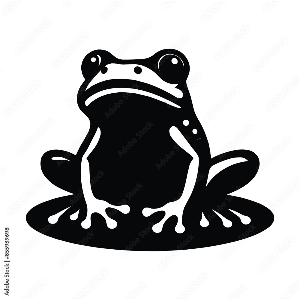 Frog Silhouette isolated on white background sitting frog vector shape ...