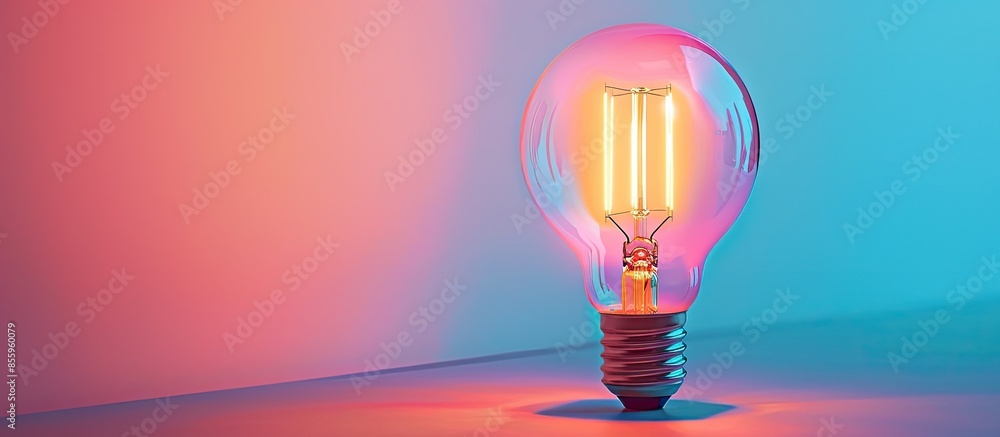 filament LED bulb light bulb with e27 base. Isolated on pastel ...