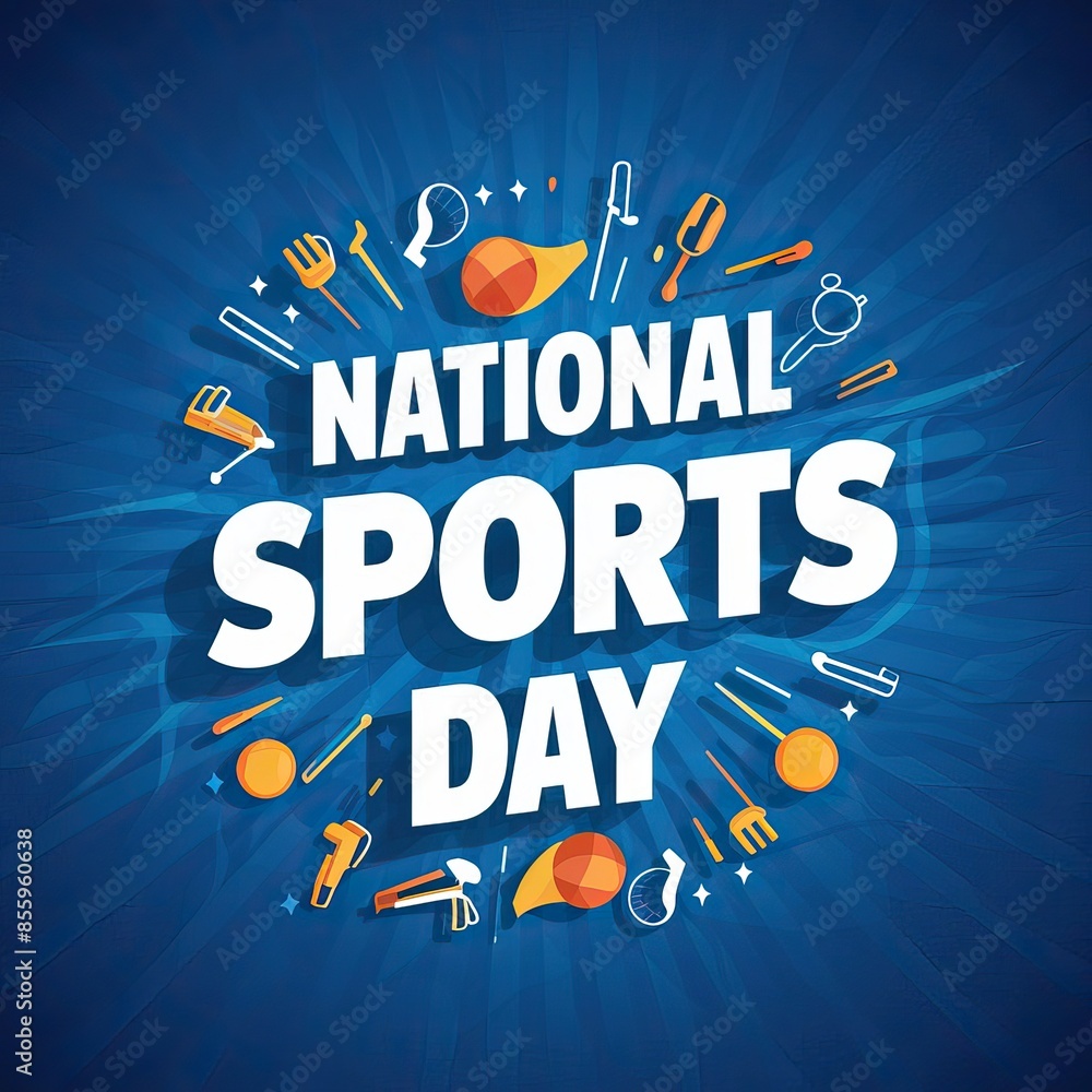 National Sports Day, illustration of, Sports Day, Typography, National ...