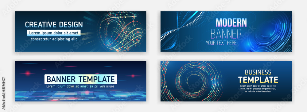 High-tech horizontal banner template. Modern banner design with ...