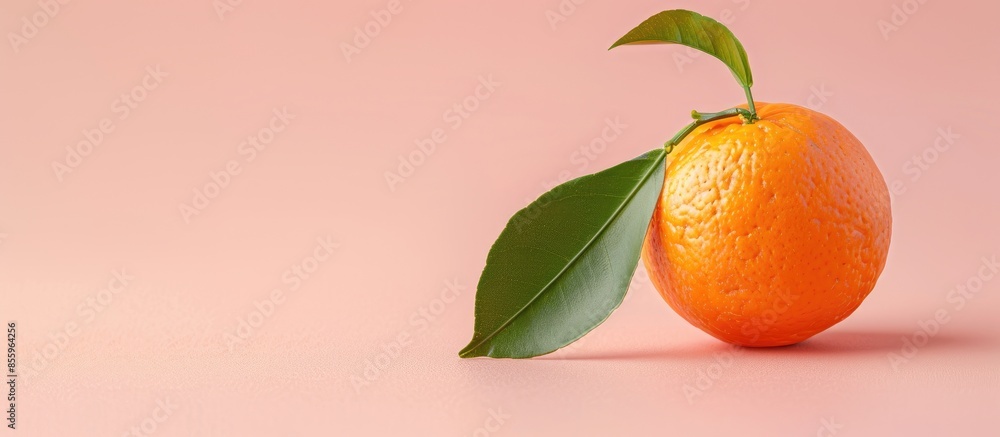 One isolated hallabong (citrus spharocarpa) with one green leaf ...