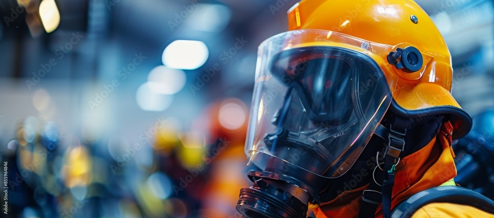 The interior of a fire station's training room with mannequins and ...