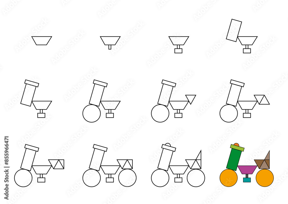 Worksheet Easy Guide To Drawing Cartoon Motorcycle Simple Step By Step Drawing Tutorial For