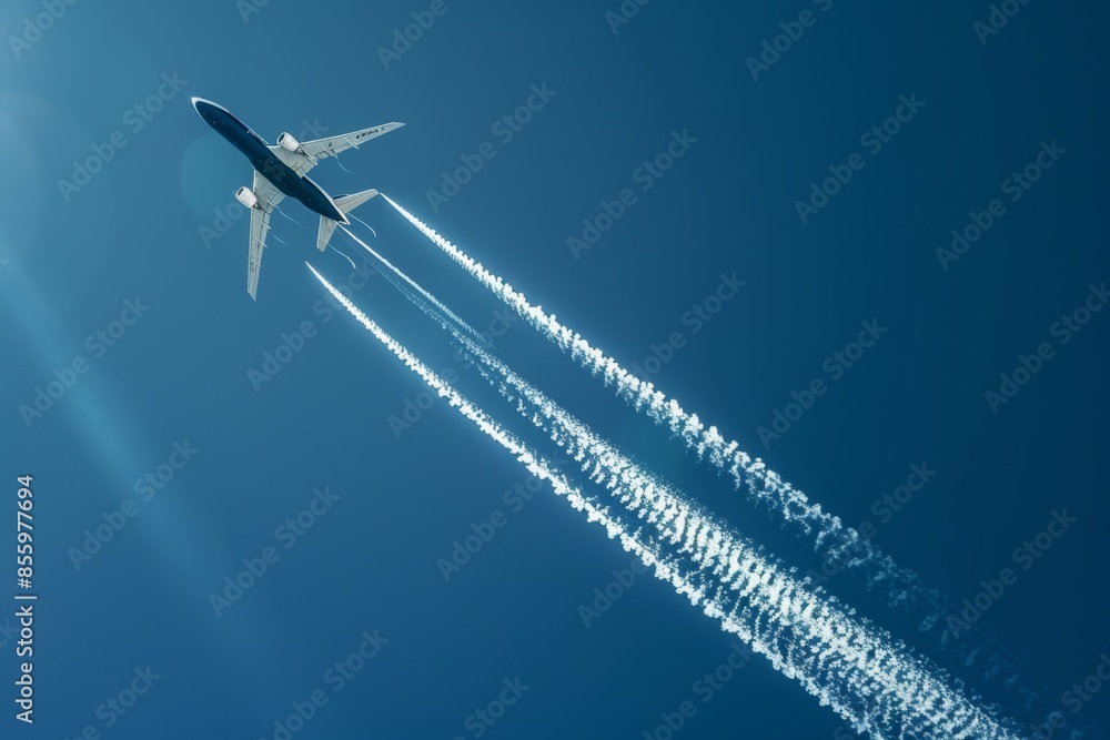 sustainable aviation fuel - aircraft flying through clear skies ...