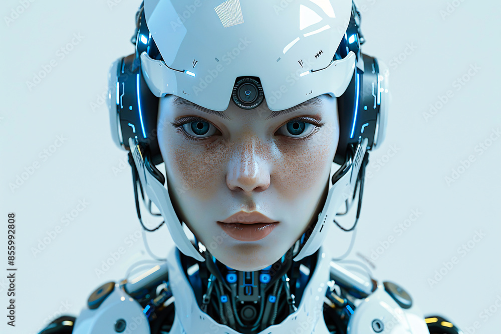 Futuristic female android with advanced AI technology and integrated ...