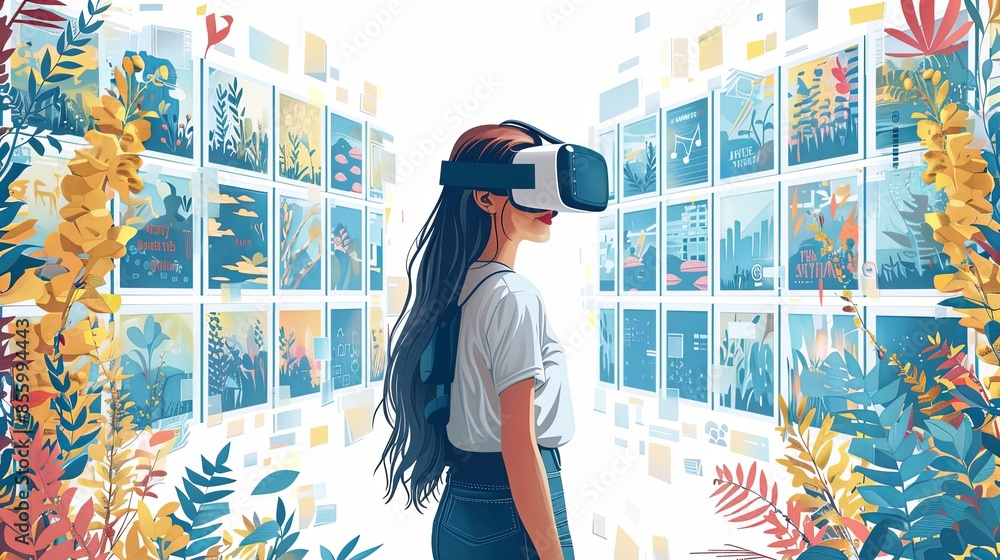 Metaverse web concept with people scenes set in flat style. Bundle of ...
