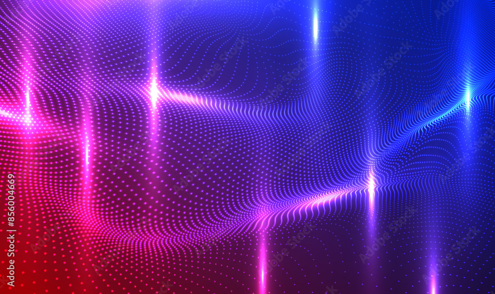 Abstract digital waving 3d particle technology background. Futuristic glowing dots wave. 3d ...