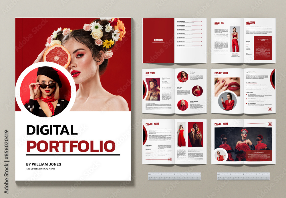 Digital Portfolio Magazine Layout Stock Template | Adobe Stock