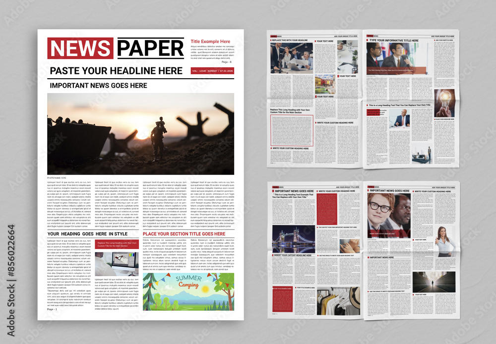 Newspaper Layout Paper News Classic Traditional Style Stock Template ...