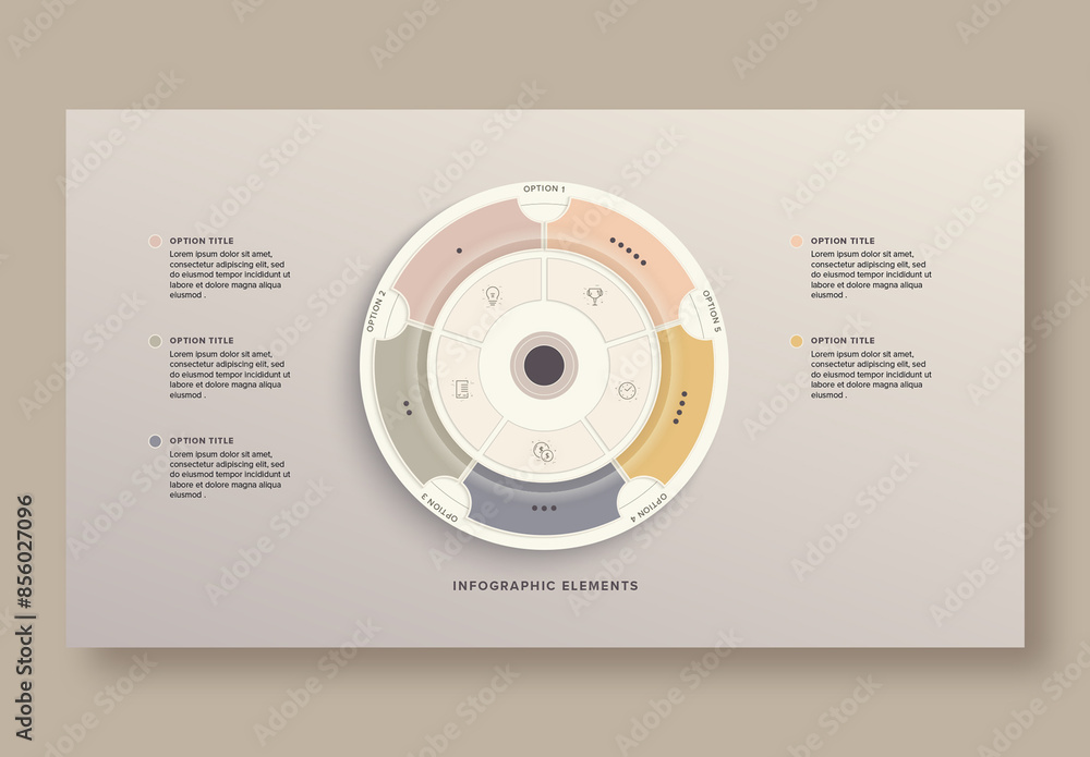 Circular 5 Step Workflow Infographic Stock Template | Adobe Stock