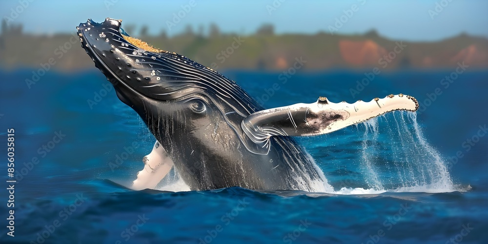 Humpback Whale Breaching and Spouting Water A Spectacular Display ...