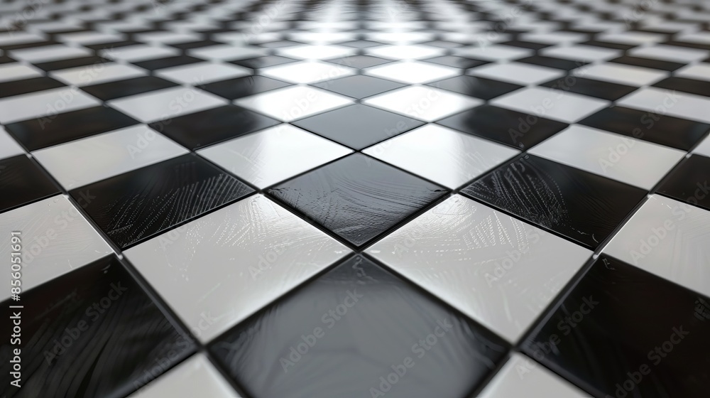 Tilted checkerboard floor with vanishing point in angled perspective ...