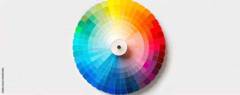 Color wheel palette with gradient shades, top view on white background ...