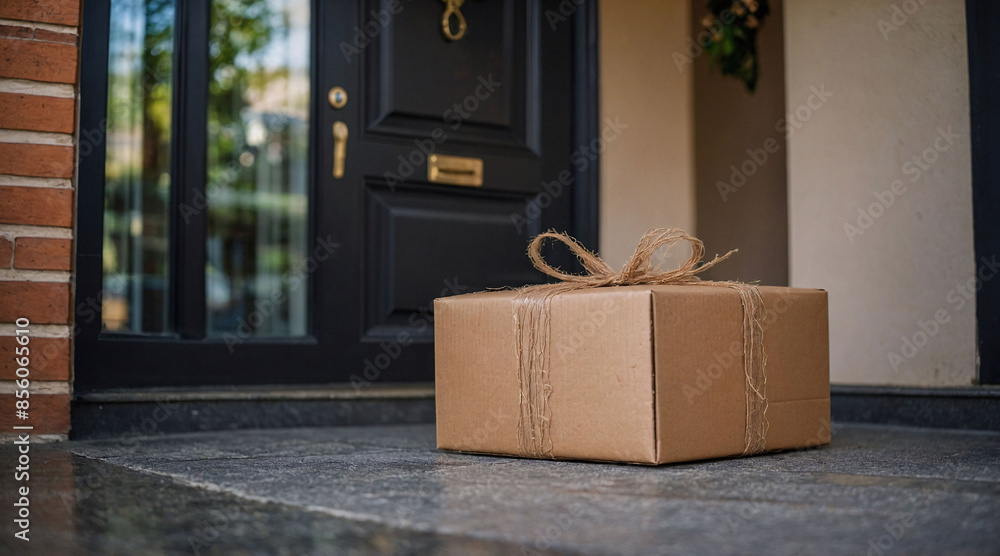 Online shopping delivery service concept. The cardboard parcel box ...