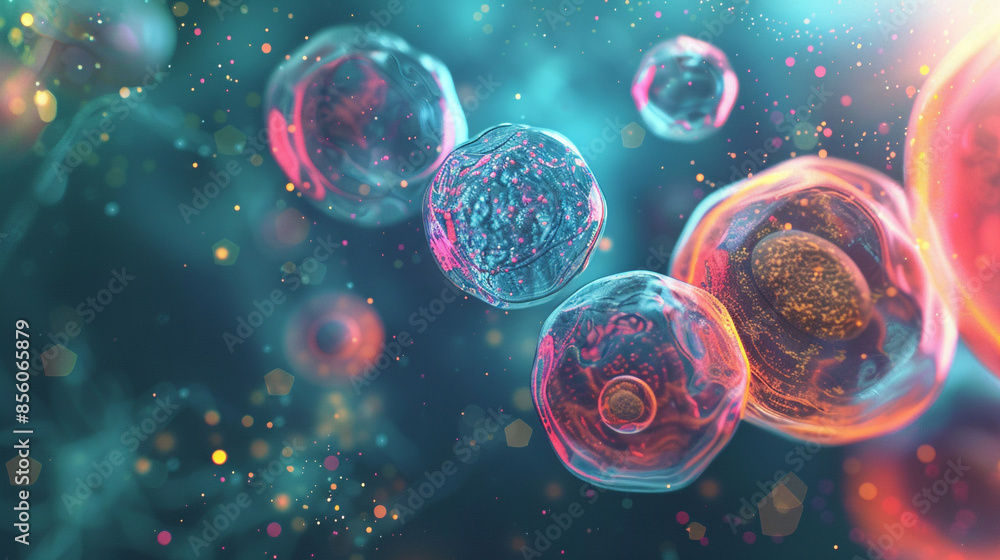Create an abstract 3D visualization of cellular stem cell ...