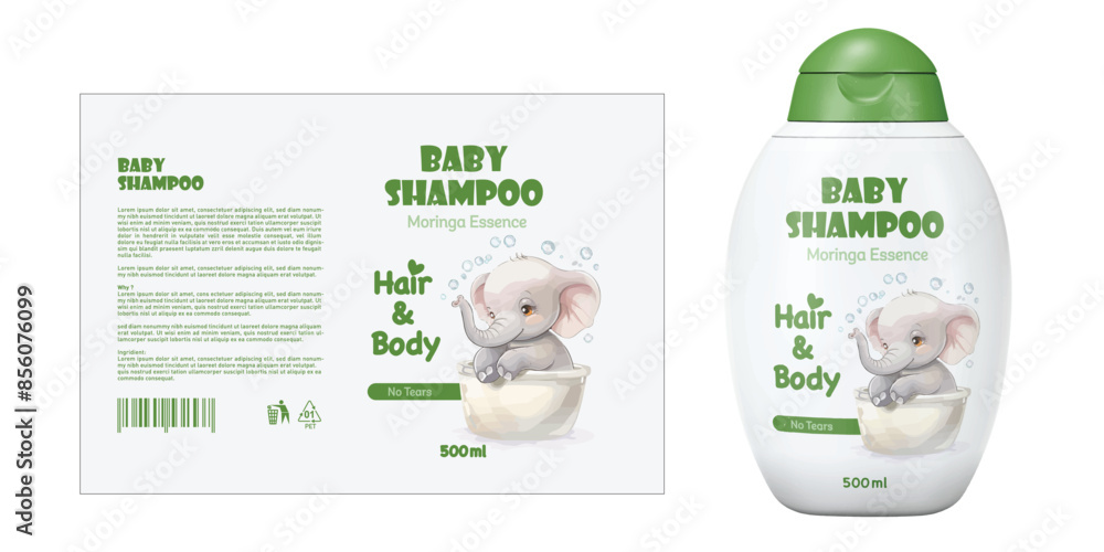 Vetor de kids Shampoo, Baby care product label template design, Baby ...