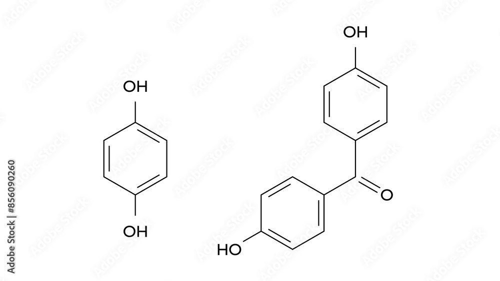 polyether ether ketone molecule, structural chemical formula, ball-and ...
