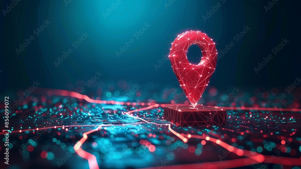 3D icon representing a location point. Navigator pin checking on a ...