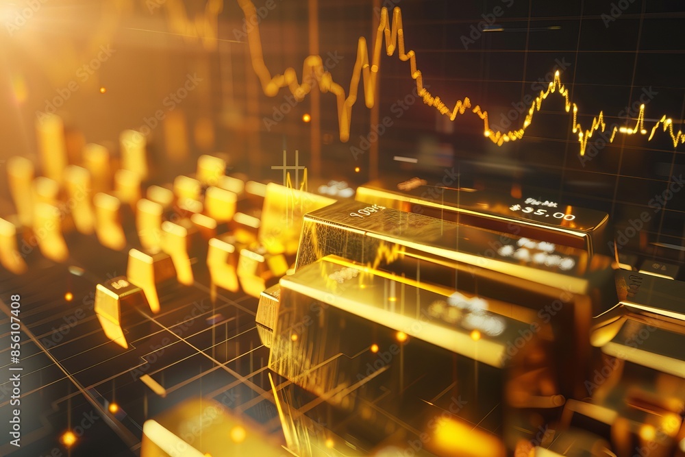 This abstract image depicts a 3D representation of a financial chart as ...