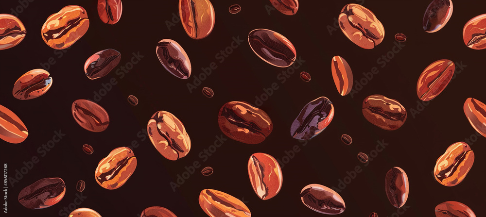 Roasted coffee bean pattern background wallpaper backdrop. Dark, Fresh ...