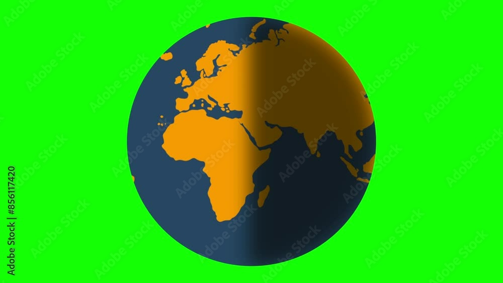 Earth Rotation Loop on Green Screen Background, The earth rotates ...