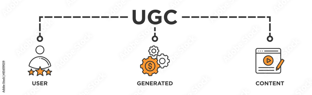 UGC banner web icon vector illustration concept for user-generated content with icon of people ...