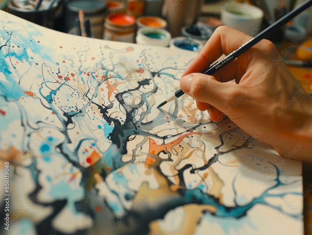 A stop-motion animation of a hand drawing a colorful illustration ...
