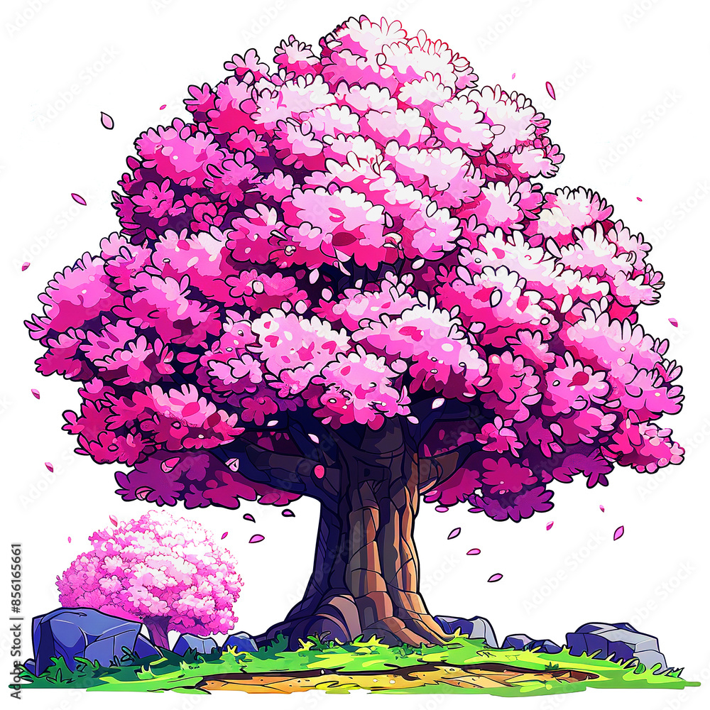 Redbud tree cartoon isolated on a white background. Cartoon Redbud tree ...