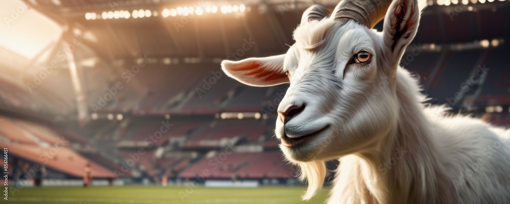 Closeup of a goat in soccer stadium. Extremely detailed and realistic ...