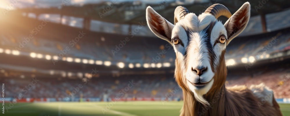 Closeup of a goat in soccer stadium. Extremely detailed and realistic ...