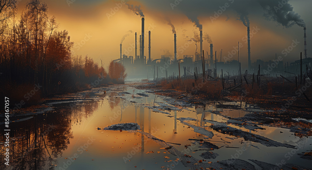 The acid rain falls down due to unregulated industrial activities ...