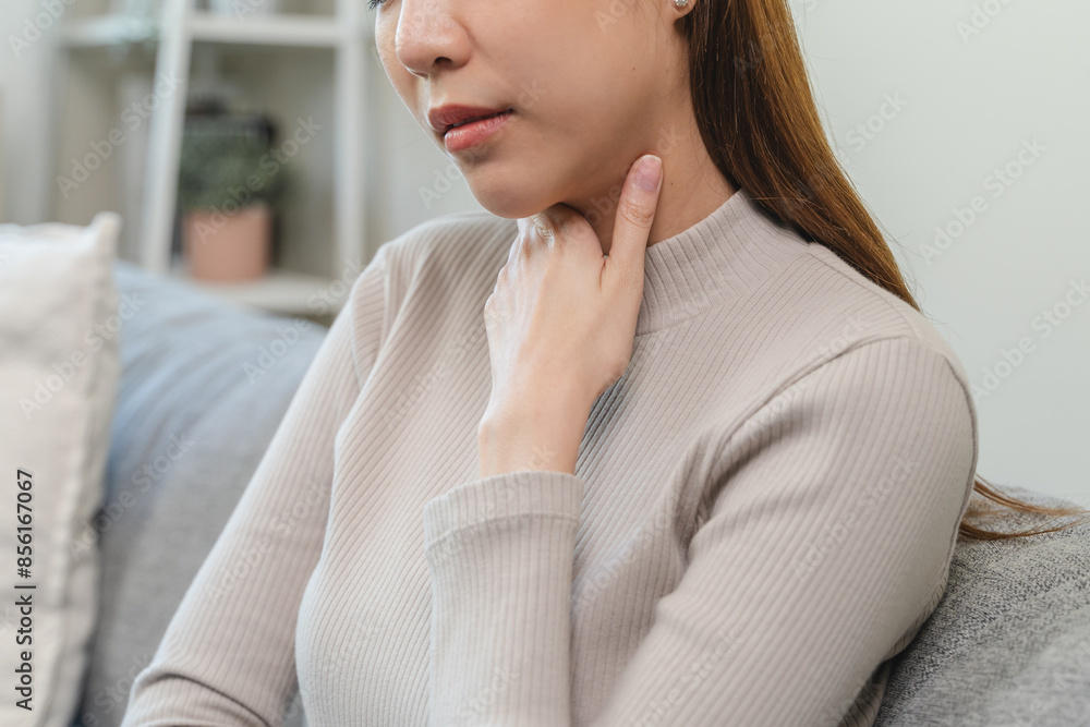 Female unhealthy Sickness, asian young woman, girl unwell and coughing ...