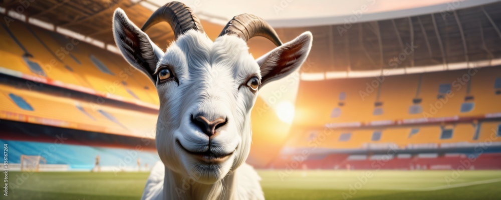 Closeup of a goat in soccer stadium. Extremely detailed and realistic ...