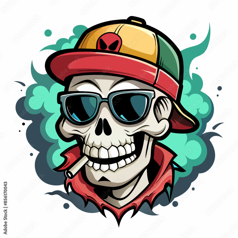 Skull logo cartoon mascot illustration vector, esports gaming tshirt ...
