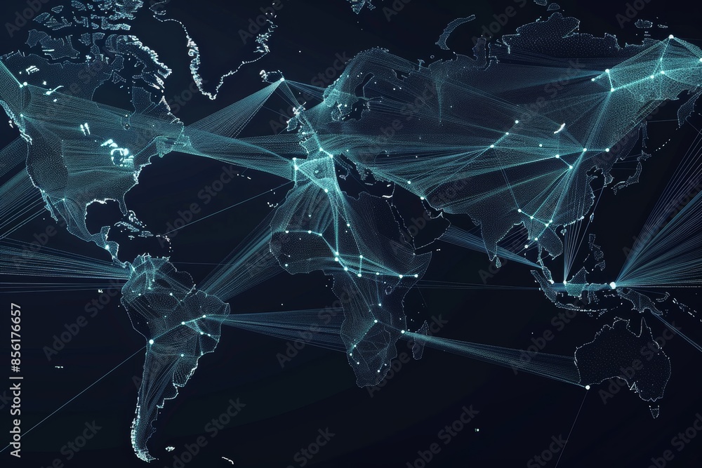 Global Routes of Container Shipping Highlighted with Dotted Lines ...