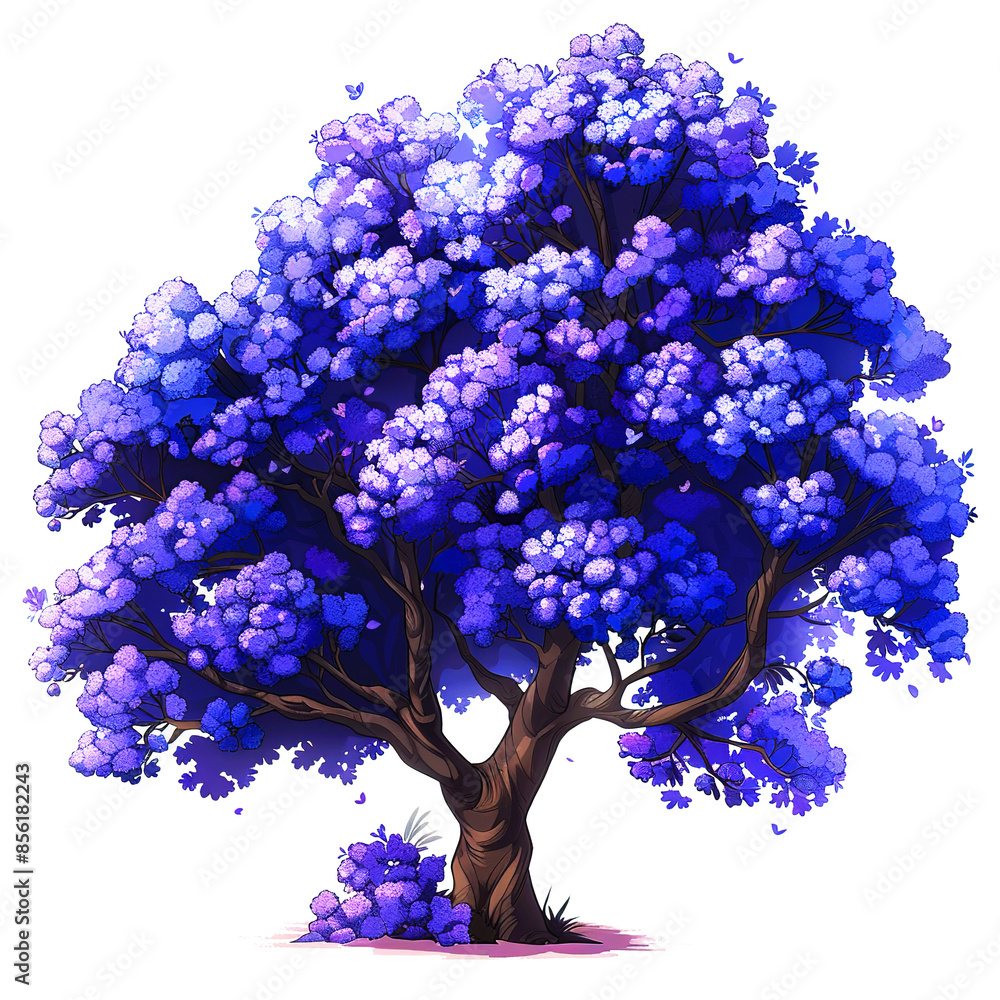 Cartoon Jacaranda tree isolated on a white background. Jacaranda tree ...