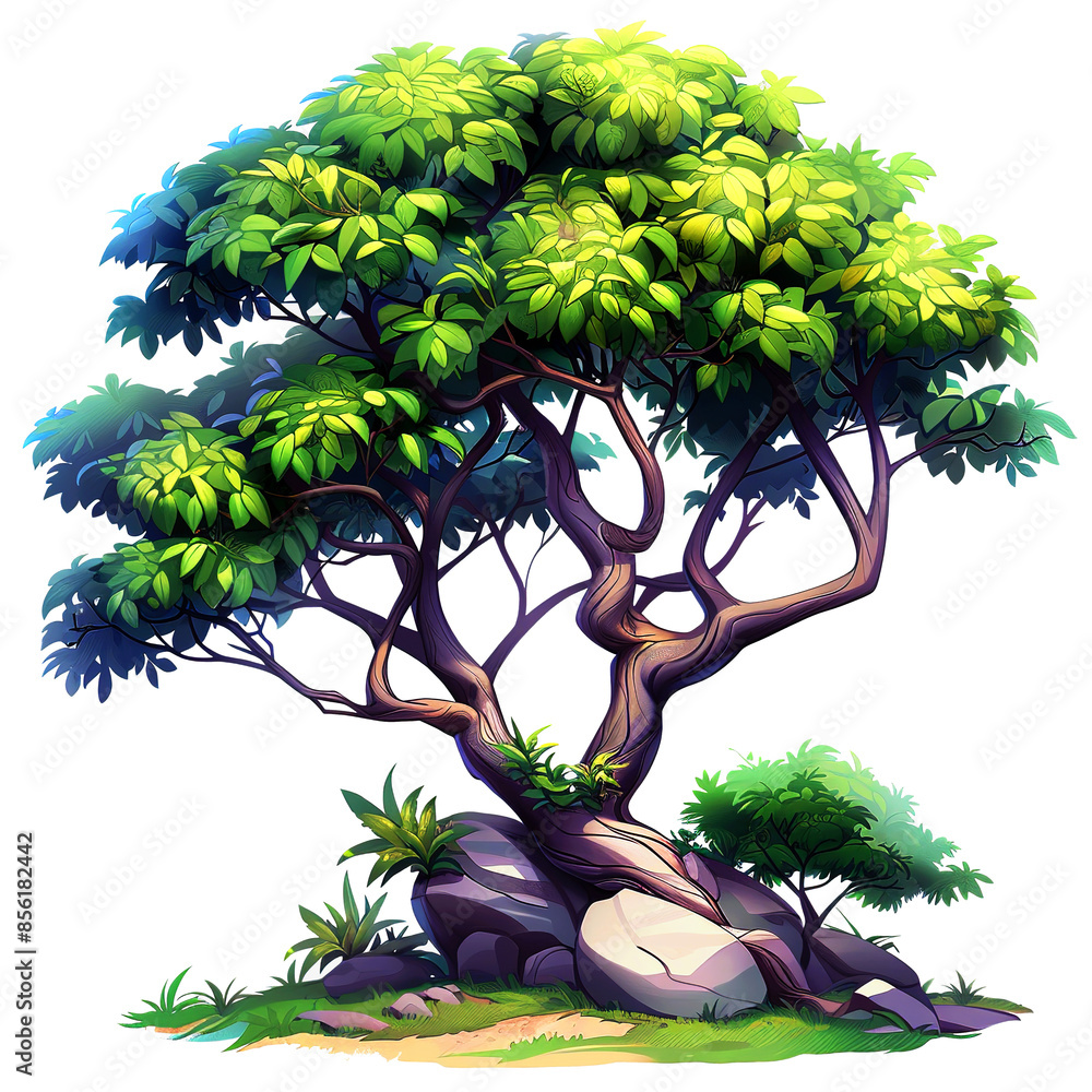 Cartoon Kapok tree isolated on a white background. Kapok tree cartoon ...