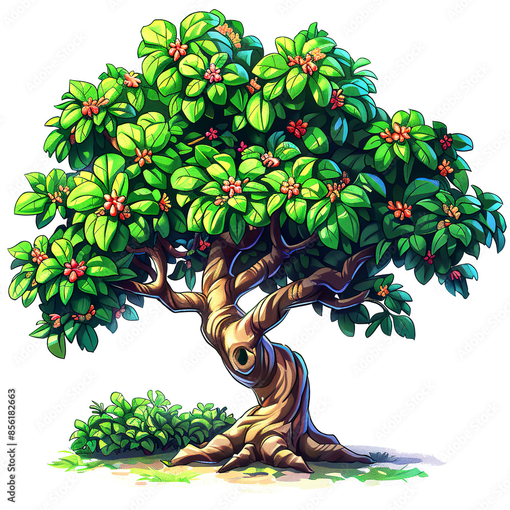 Kapok tree cartoon isolated on a white background. Cartoon Kapok tree ...