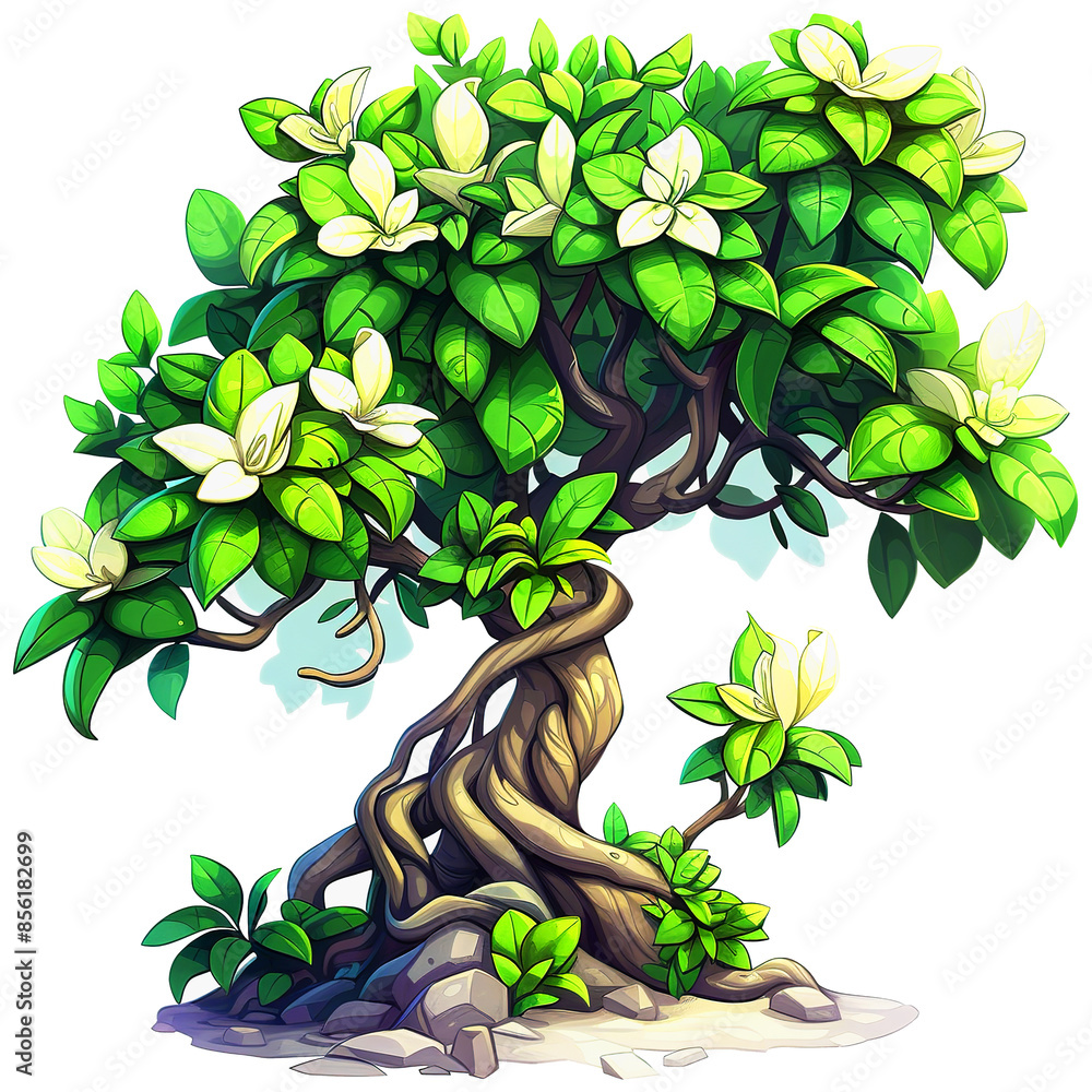 Cartoon Mangrove tree isolated on a white background. Mangrove tree ...