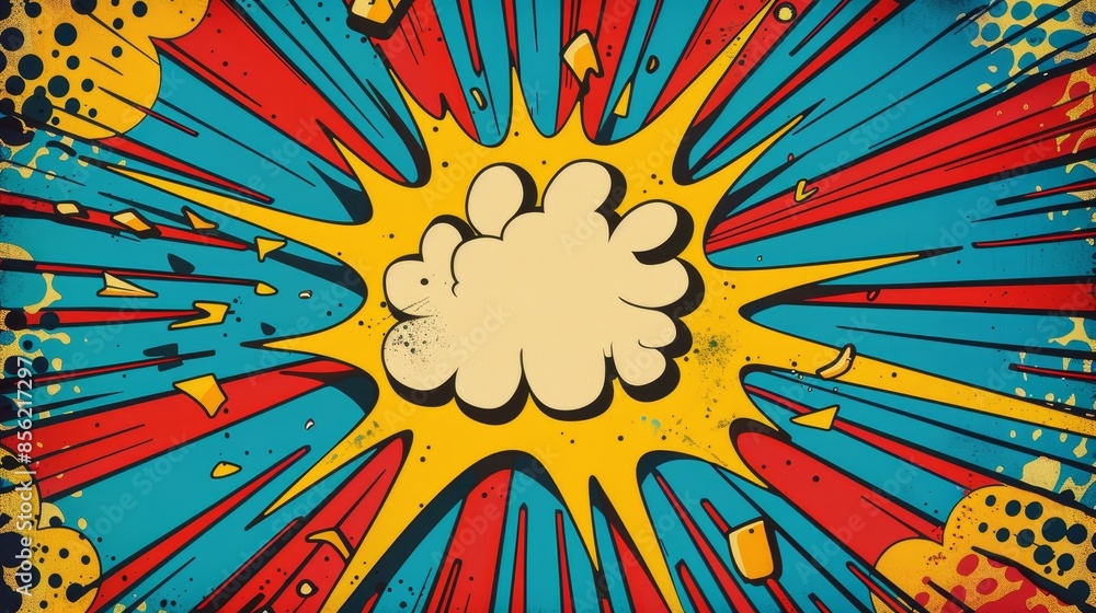 Colorful comic book background with dynamic explosions and vibrant ...